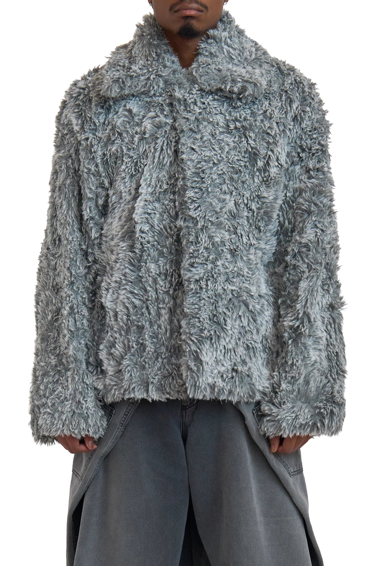 Doublet Sinister Mouth Faux Fur Jacket Grey – ESSXNYC